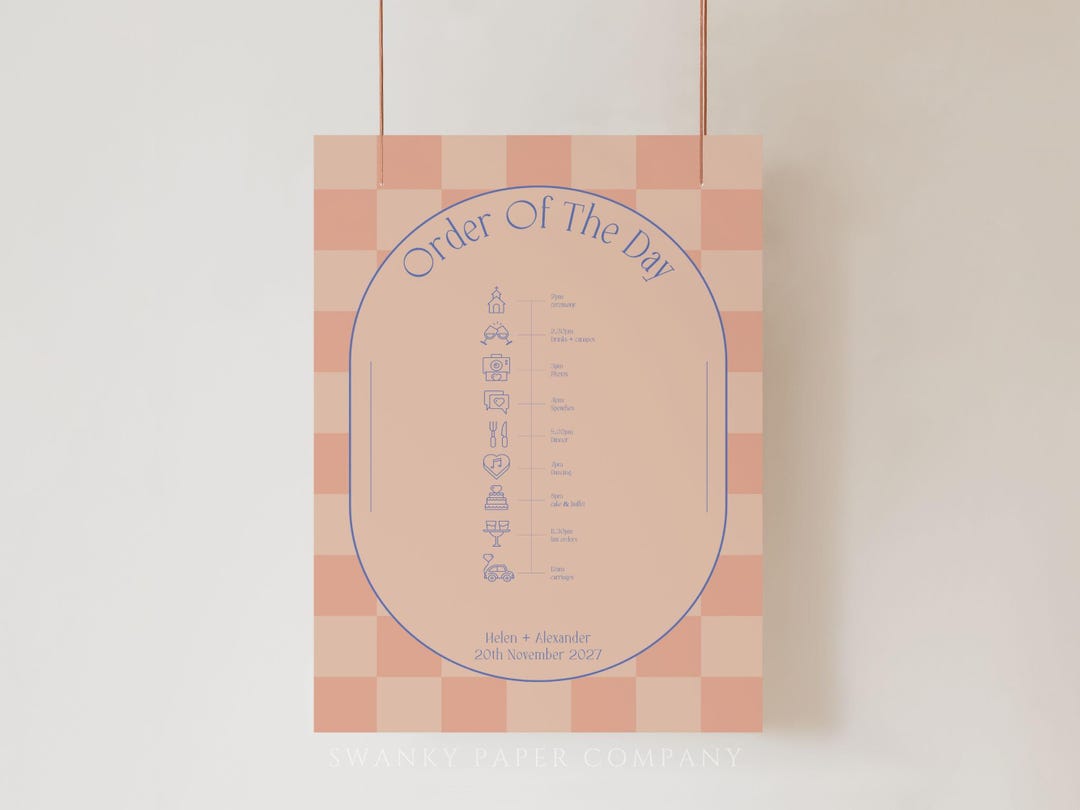 Pastel Wedding Order of the Day Sign Template, Printable Instant ...