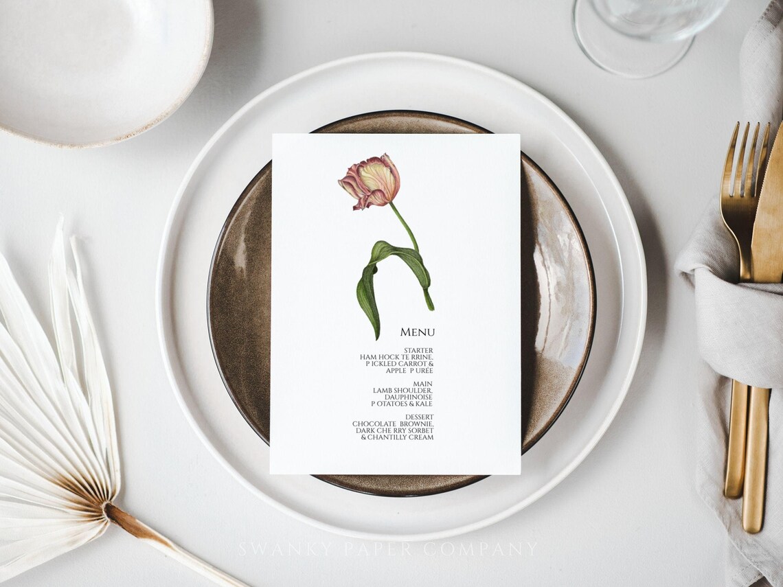 Pink Floral Wedding Menu Template, Instant Download, Fully Editable ...