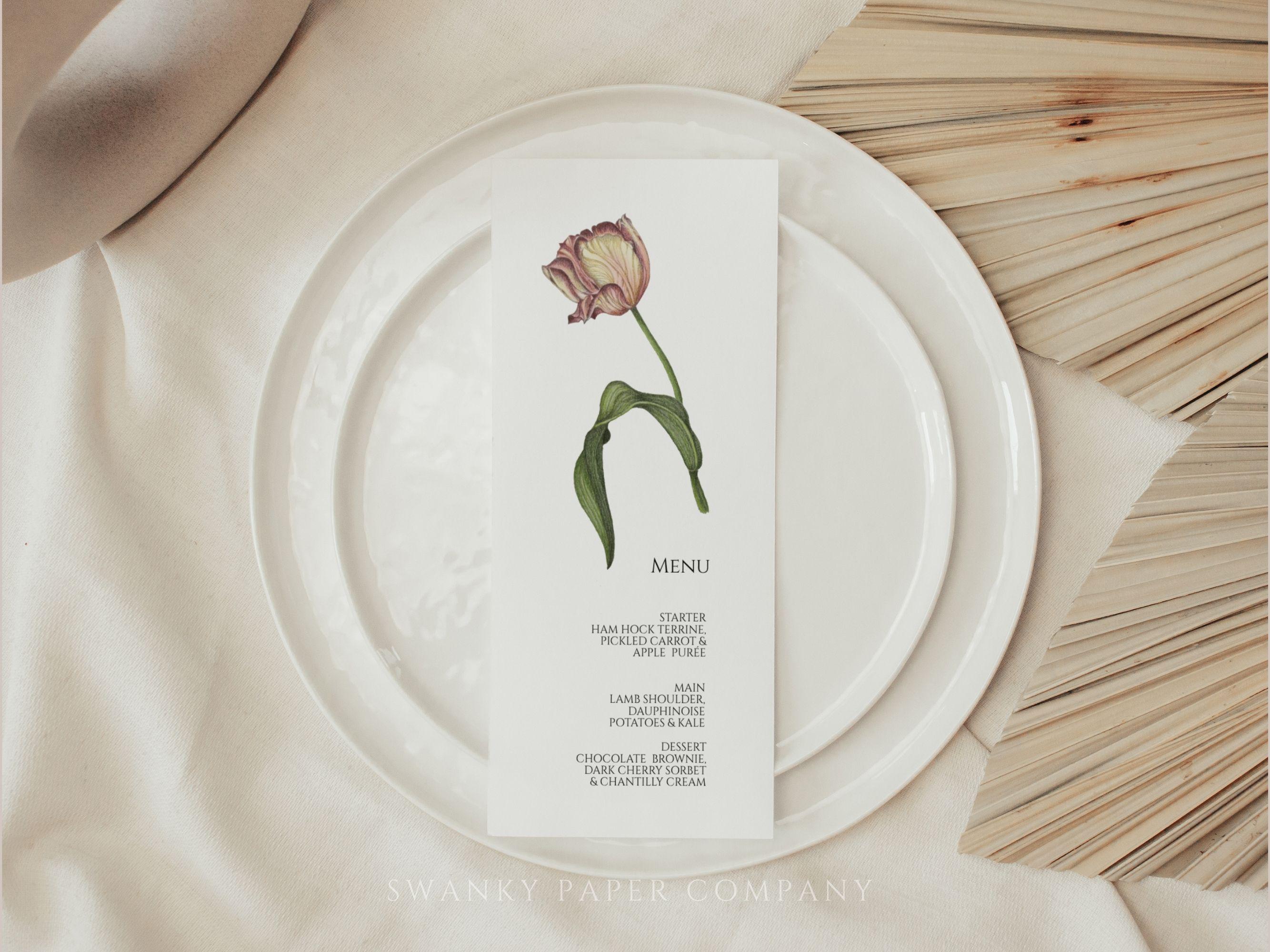 Pink Floral Wedding Menu Template, Instant Download, Fully Editable ...