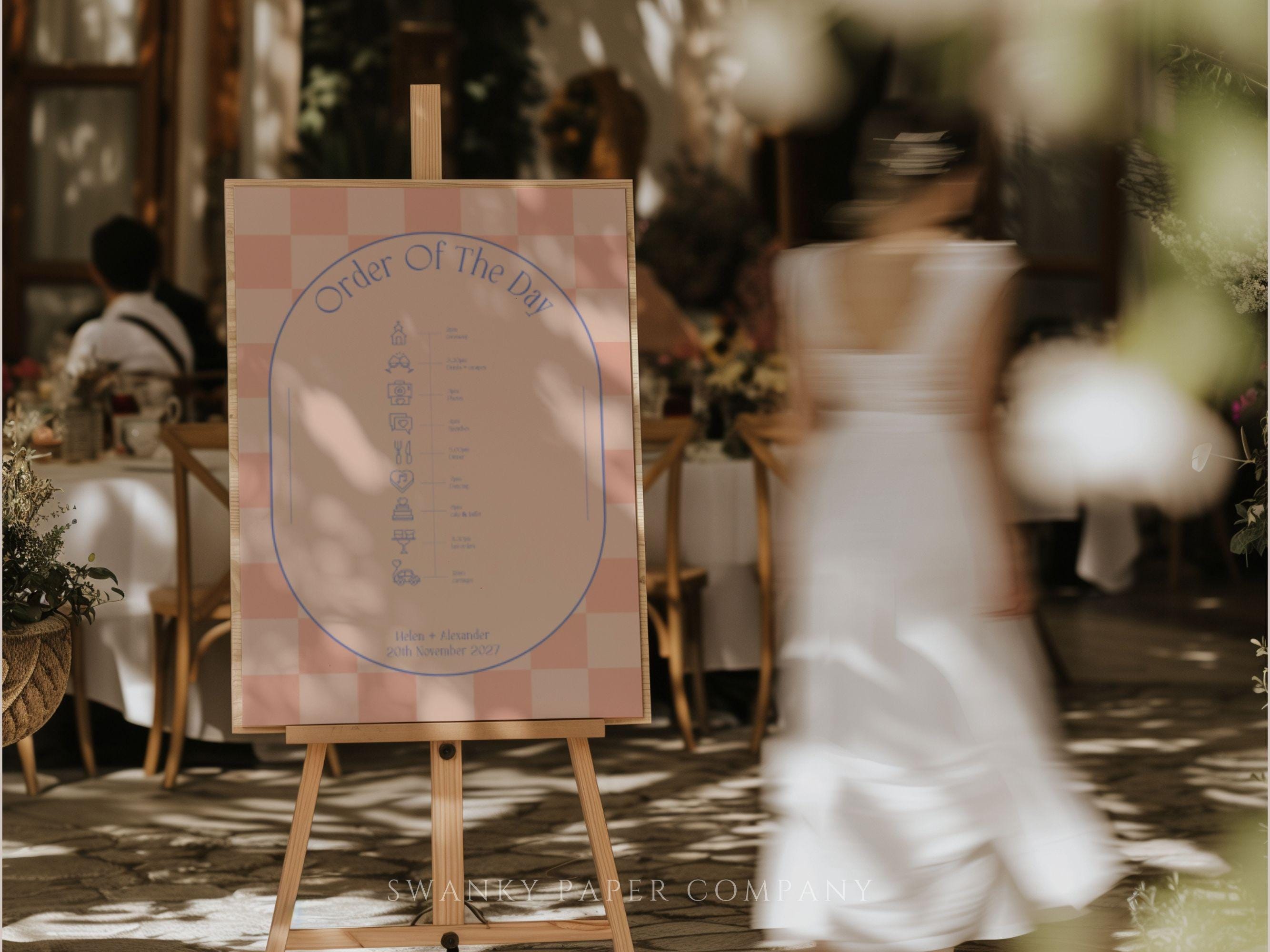 Pastel Wedding Order of the Day Sign Template, Printable Instant ...