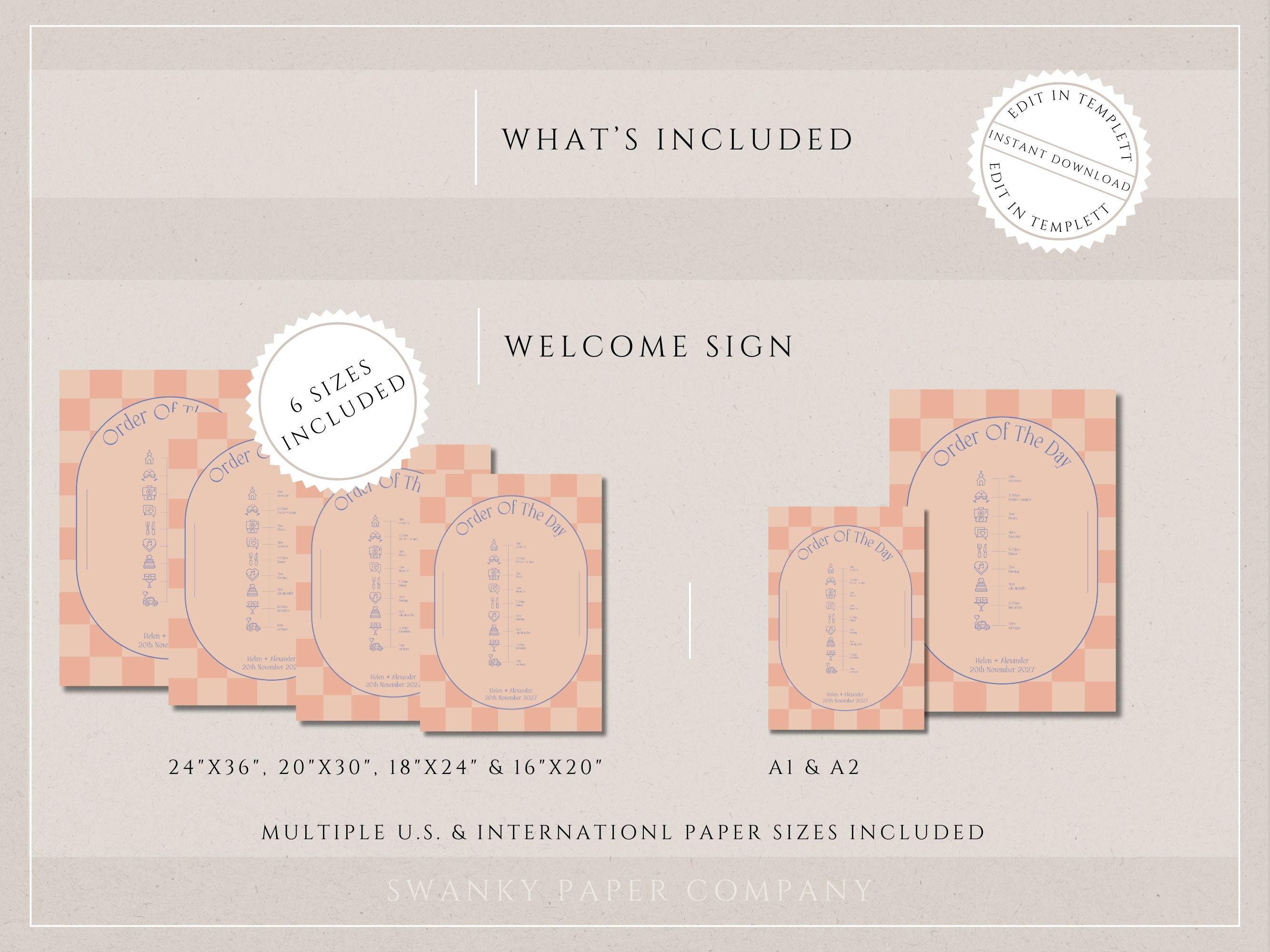 Pastel Wedding Order of the Day Sign Template, Printable Instant ...
