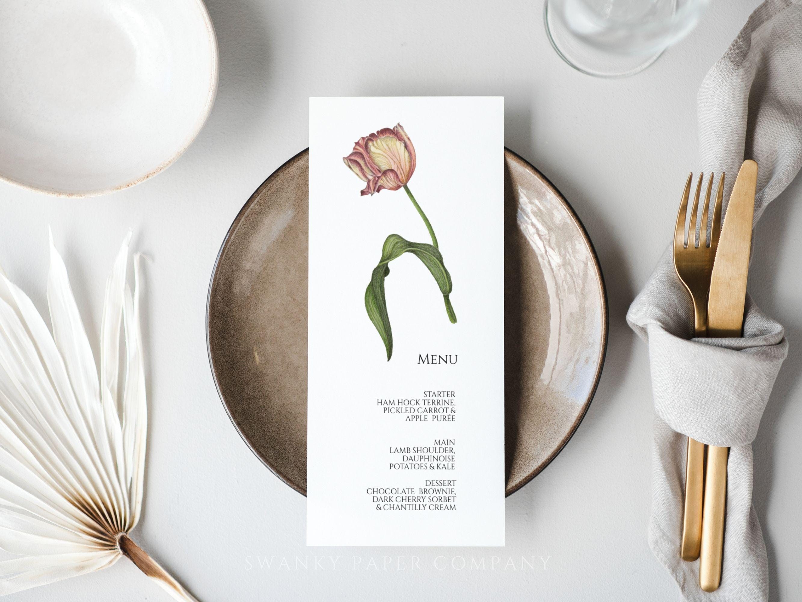 Pink Floral Wedding Menu Template, Instant Download, Fully Editable ...