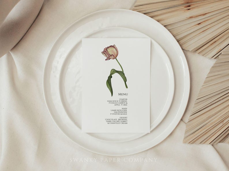 Pink Floral Wedding Menu Template, Instant Download, Fully Editable ...
