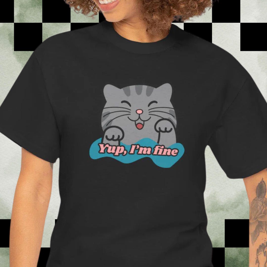 Funny Cat Graphic Tee, Funny Cat Shirt, Yup I'm Fine Tshirt, Laughing ...