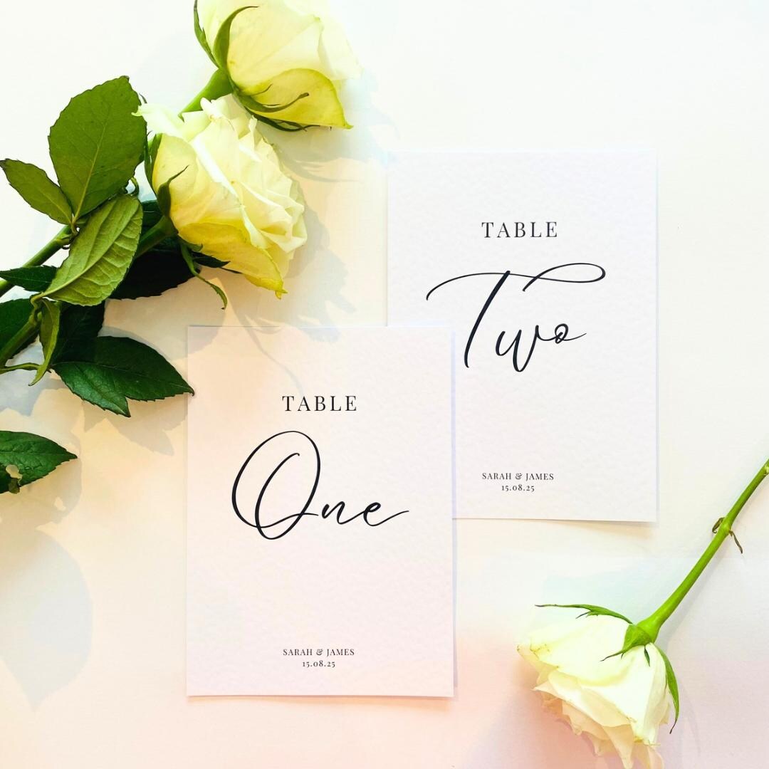 Wedding Table Numbers | Personalised Table Number Cards | Wedding Table ...