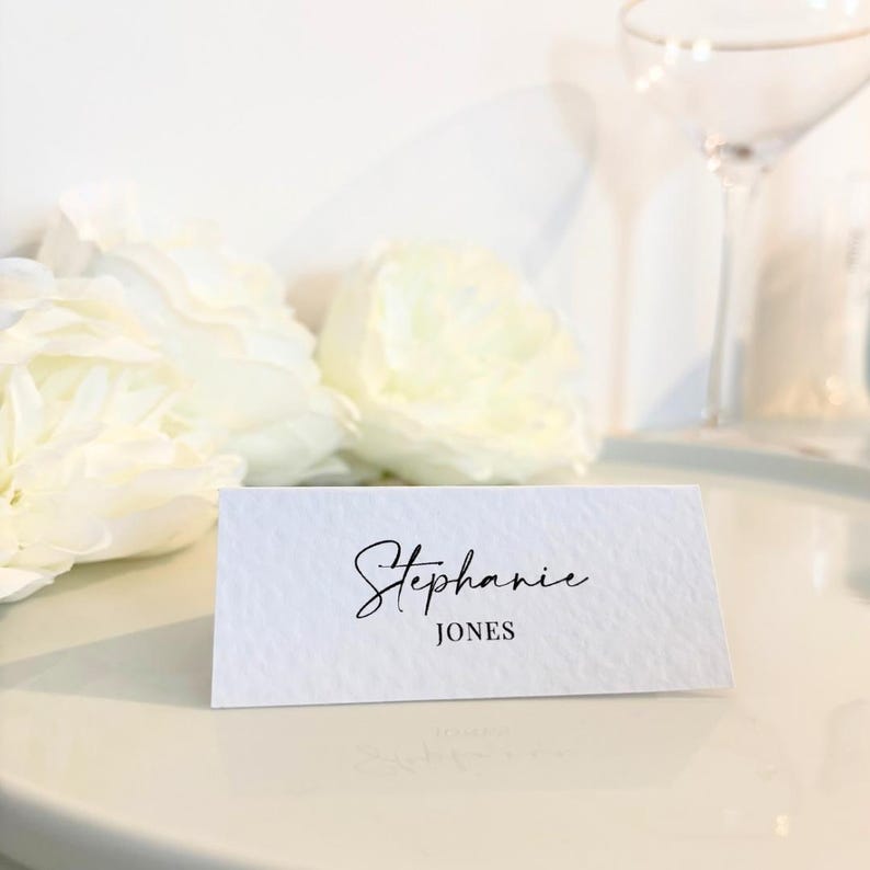 Personalized Wedding Place Cards: Hammered White Cardstock - Etsy