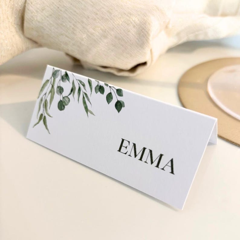 Greenery Wedding Place Card: Personalized Classic Tent Style - Etsy