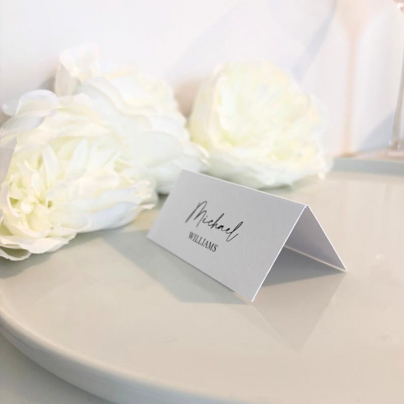 Personalized Wedding Place Cards: Hammered White Cardstock - Etsy