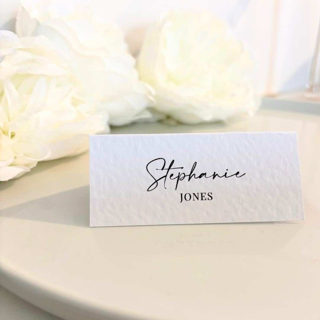 Personalized Wedding Place Cards: Hammered White Cardstock - Etsy