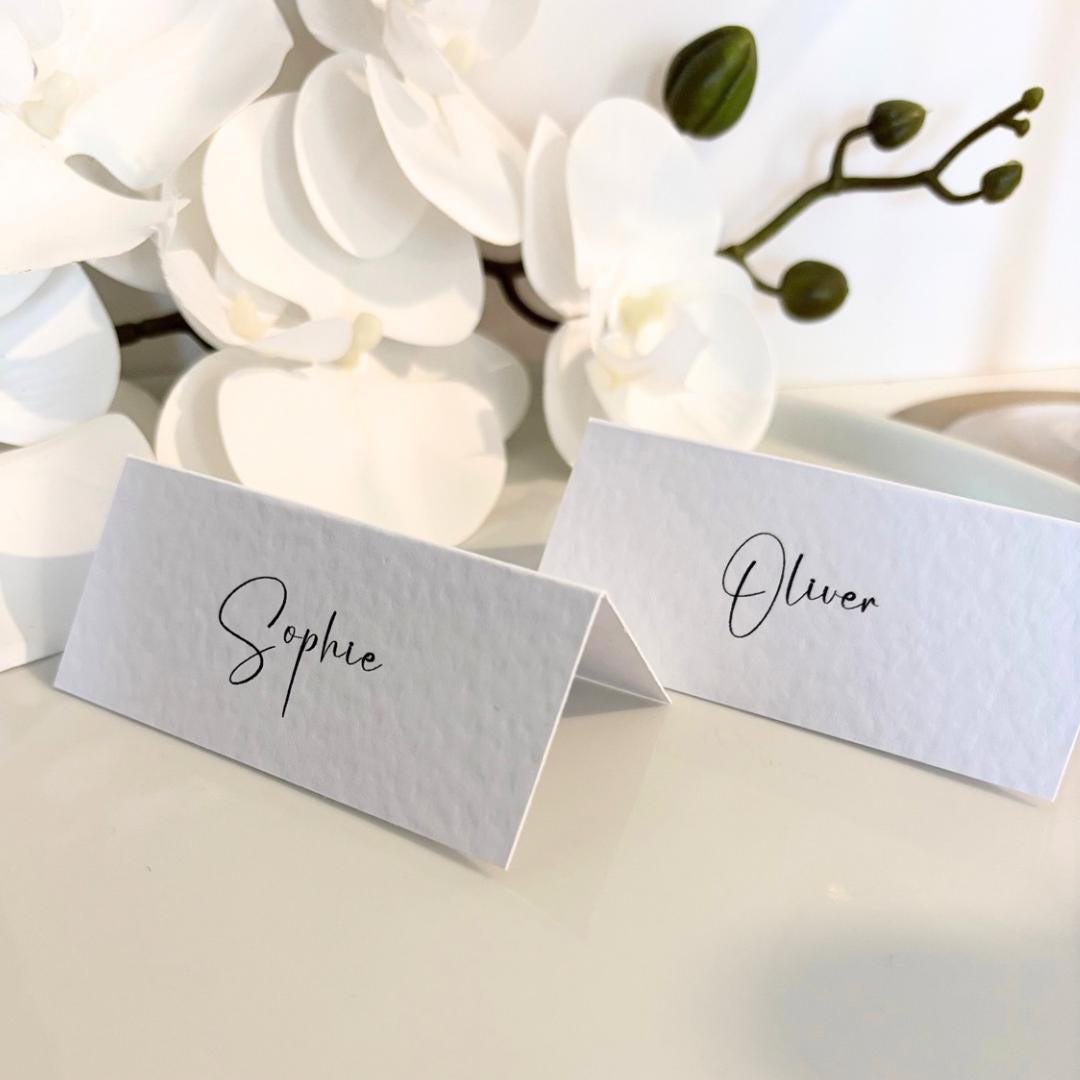 Personalized Wedding Place Cards: Elegant Tent Style, Hammered or Matte ...