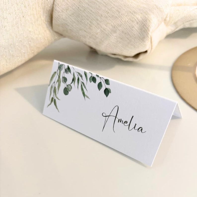 Greenery Wedding Place Card: Personalized Classic Tent Style - Etsy