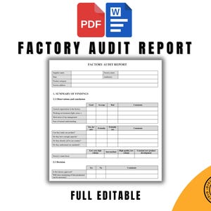 Factory Audit Report Template, Word and PDF Format, Fully Editable and ...