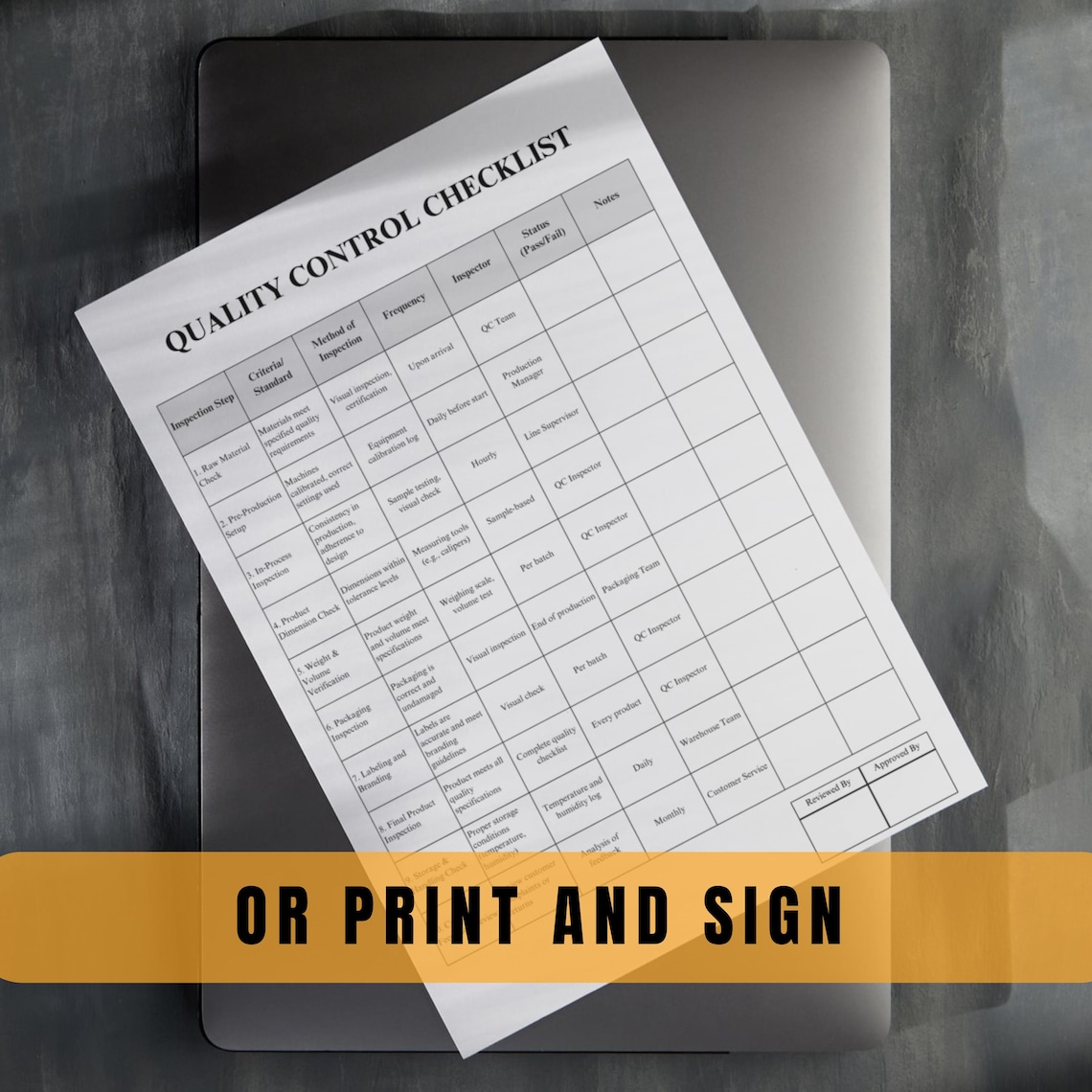 Quality Control Checklist PDF, Comprehensive Inspection Template, A4 ...