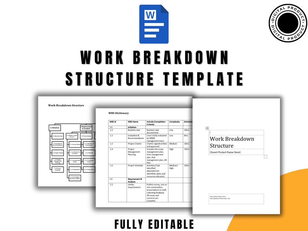 Work Breakdown Structure Template – Editable Word Format WBS With ...