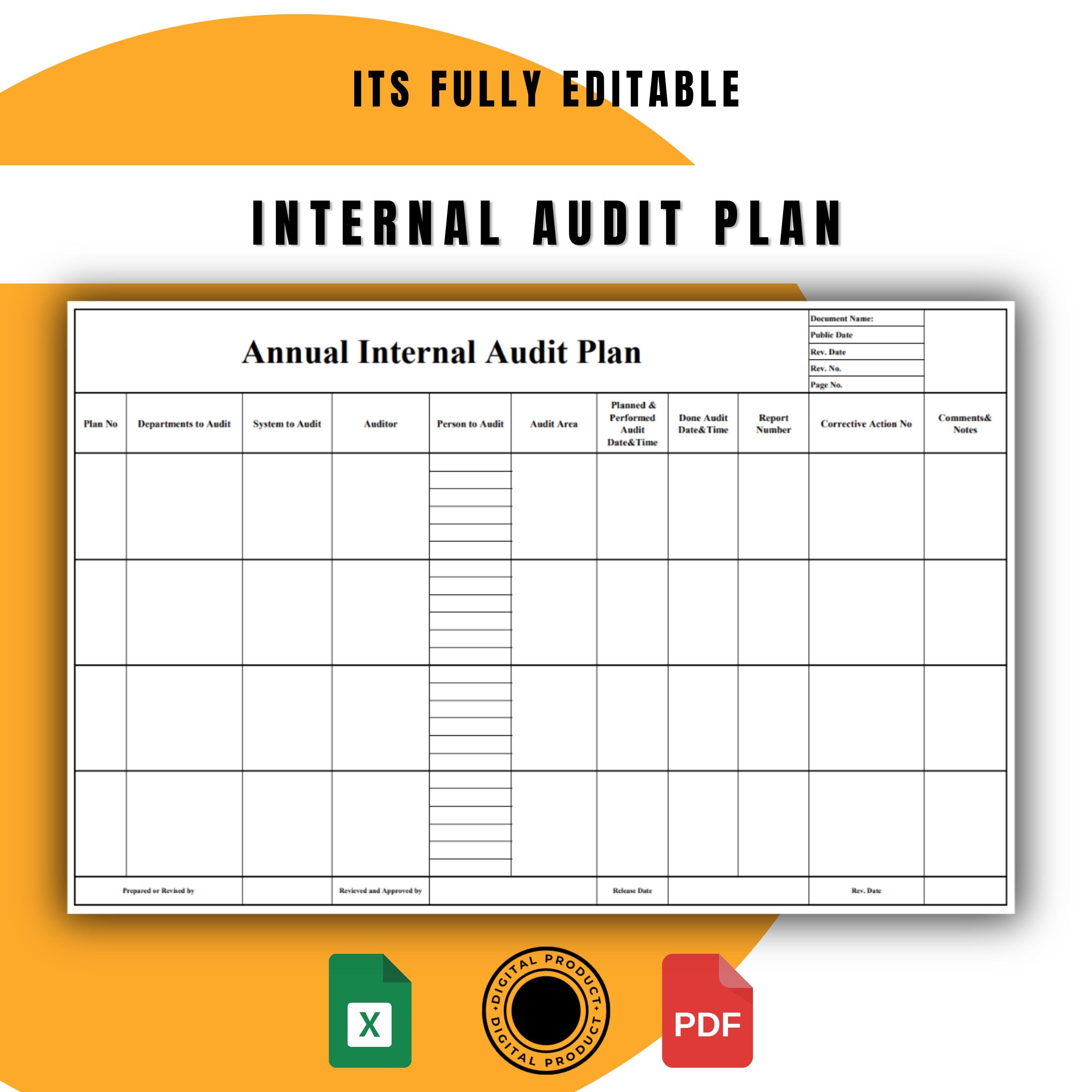Modèle de plan d'audit interne formats Excel et PDF ISO 9001 - Etsy France