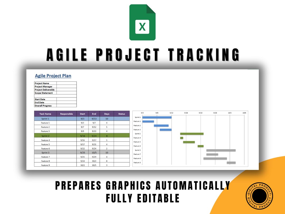 Project Tracking Template Excel, Editable Project Planner Spreadsheet ...