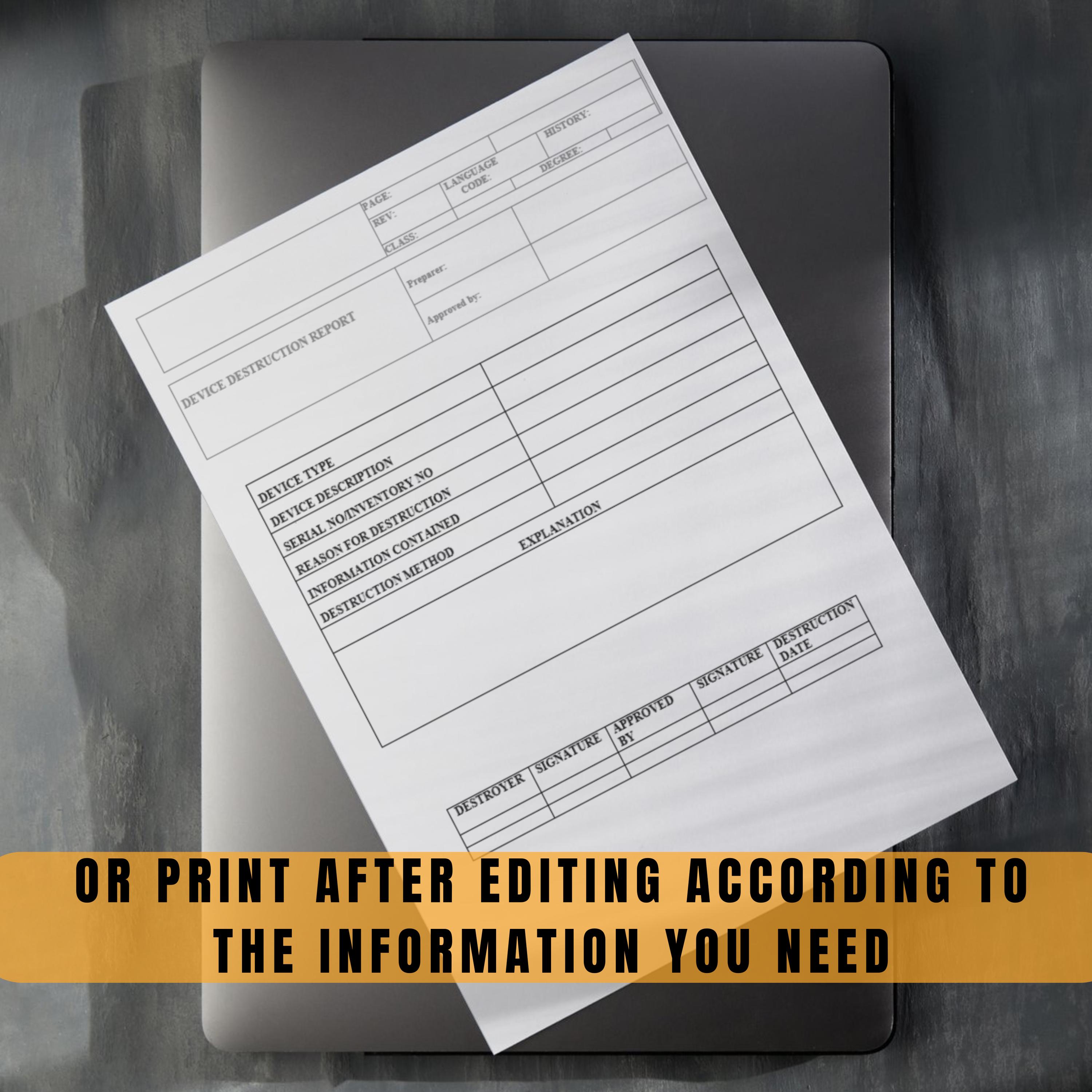 Device Destruction Report Template, Word & PDF, ISO Data Security ...