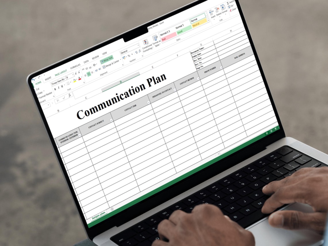 Internal External Communication Plan Template, Editable Excel Printable ...