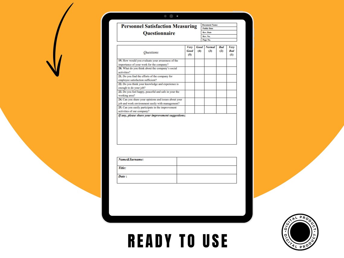 Employee Satisfaction Survey Template – ISO 9001 HR Feedback Form ...