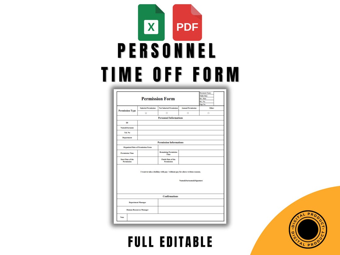 Employee Leave Request Form Template, Editable Excel & Printable PDF ...