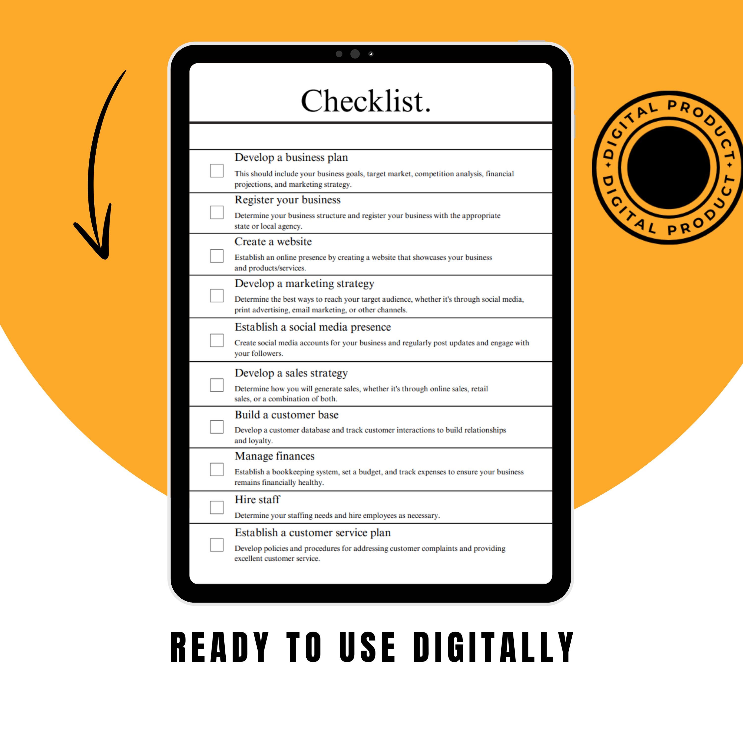 Small Business Checklist PDF, Essential Startup Guide, A4 Planner, New ...