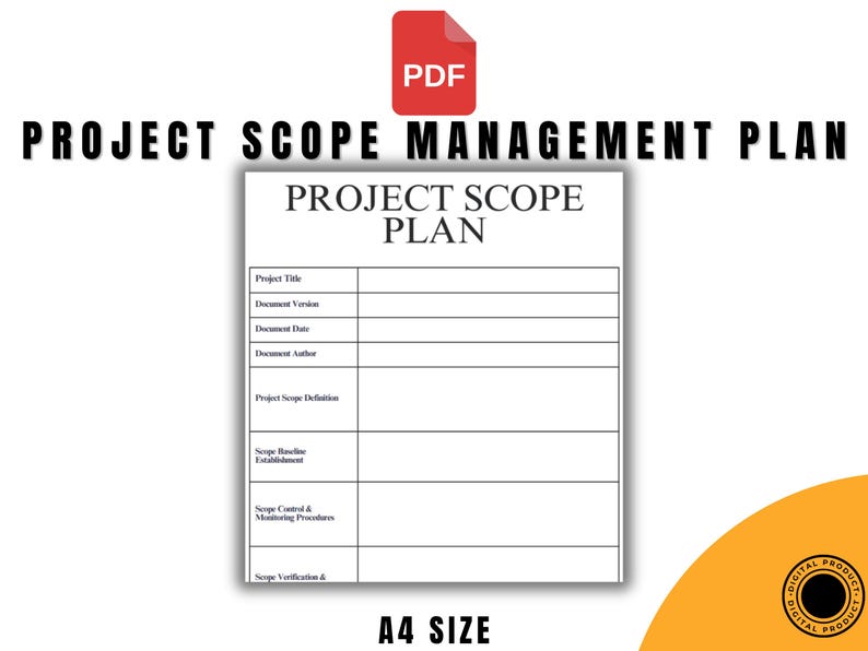 Project Scope Management Plan, ISO 9001 Compliant, A4 PDF Format ...