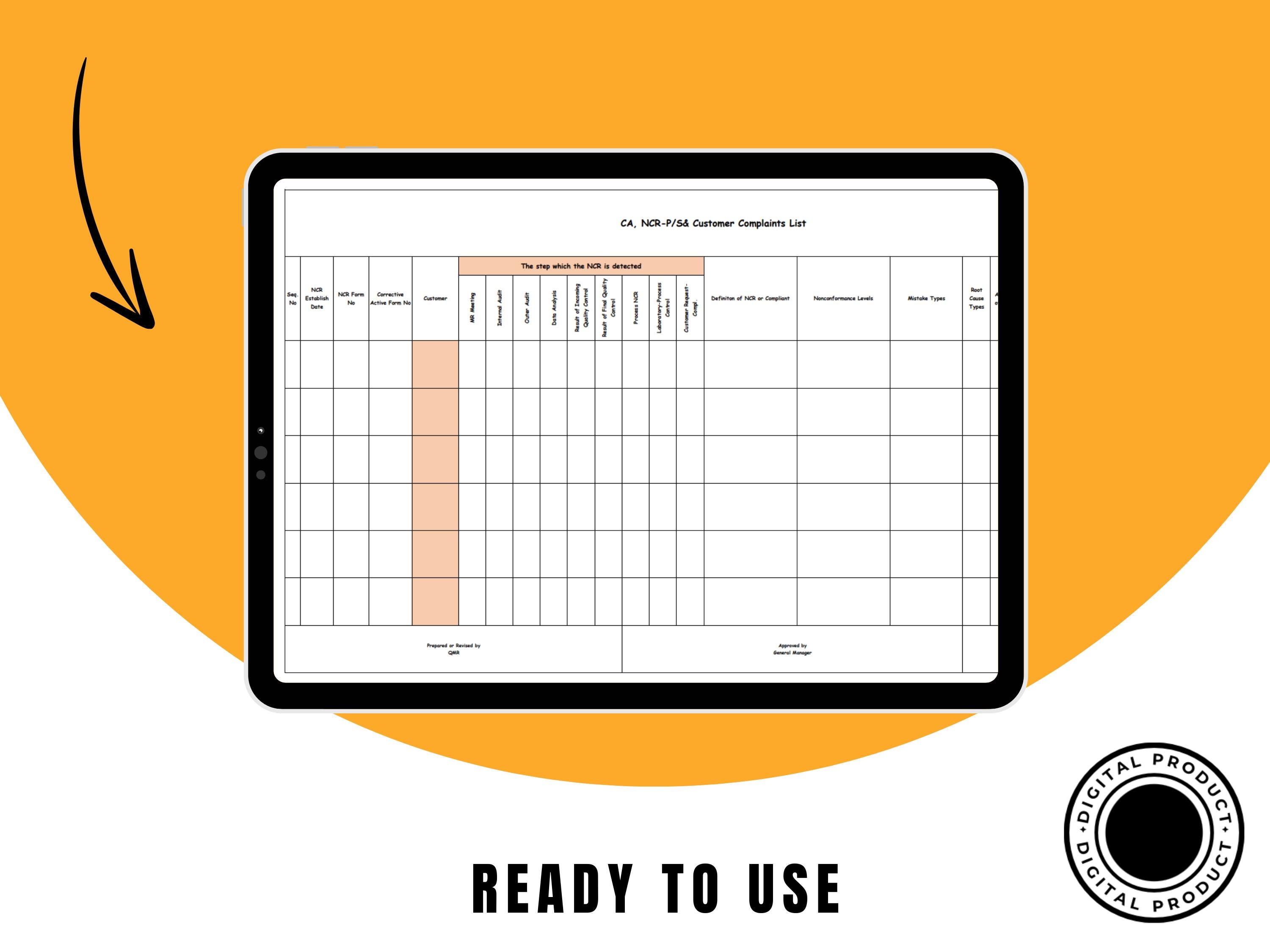 Nonconformities and Corrective Actions Tracker, Editable Excel Format ...
