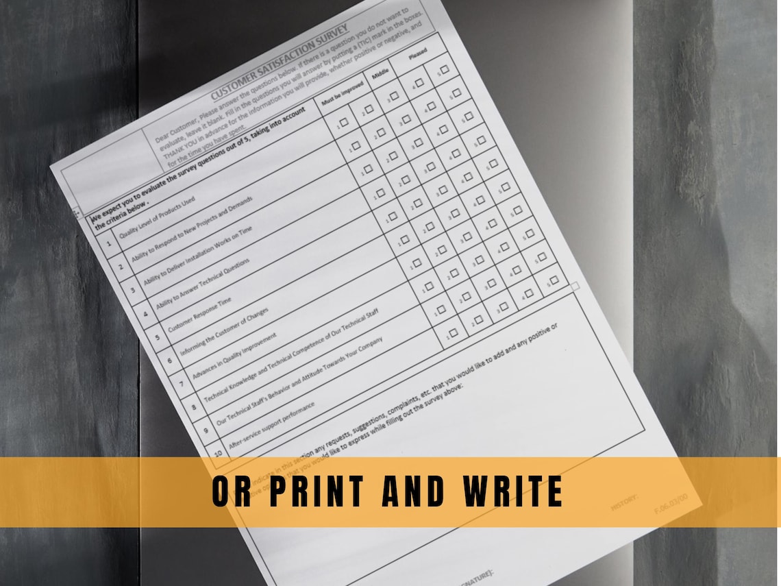 Customer Satisfaction Survey Template, ISO 9001 Compliant, Editable ...