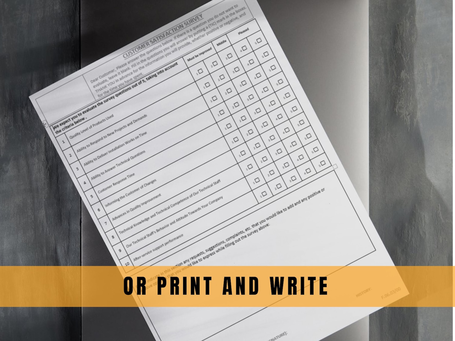 Customer Satisfaction Survey Template, ISO 9001 Compliant, Editable ...