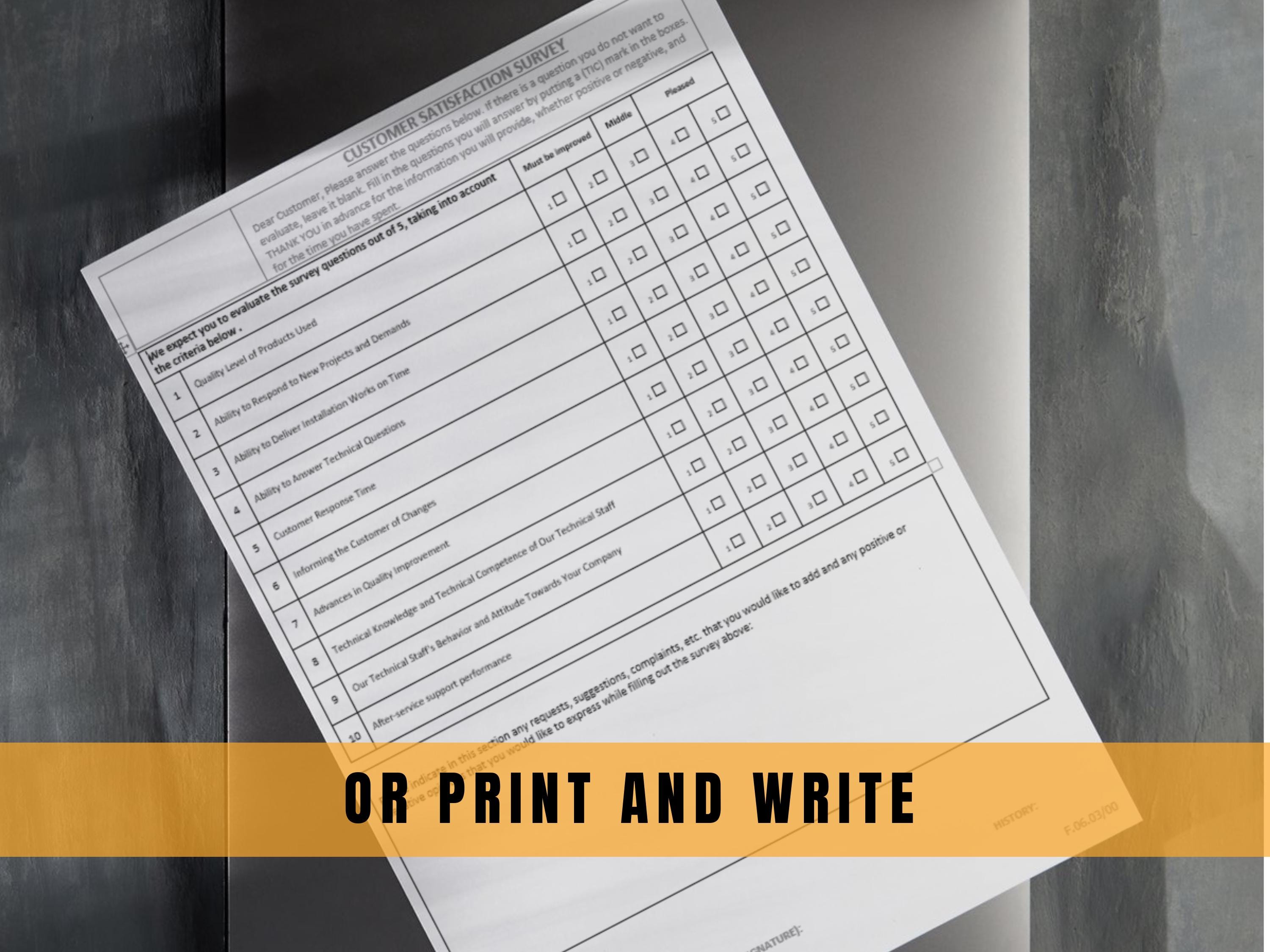 Customer Satisfaction Survey Template, ISO 9001 Compliant, Editable ...