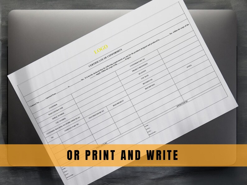 Certificate of Conformity Template, Excel and PDF Formats, ISO 9001 ...