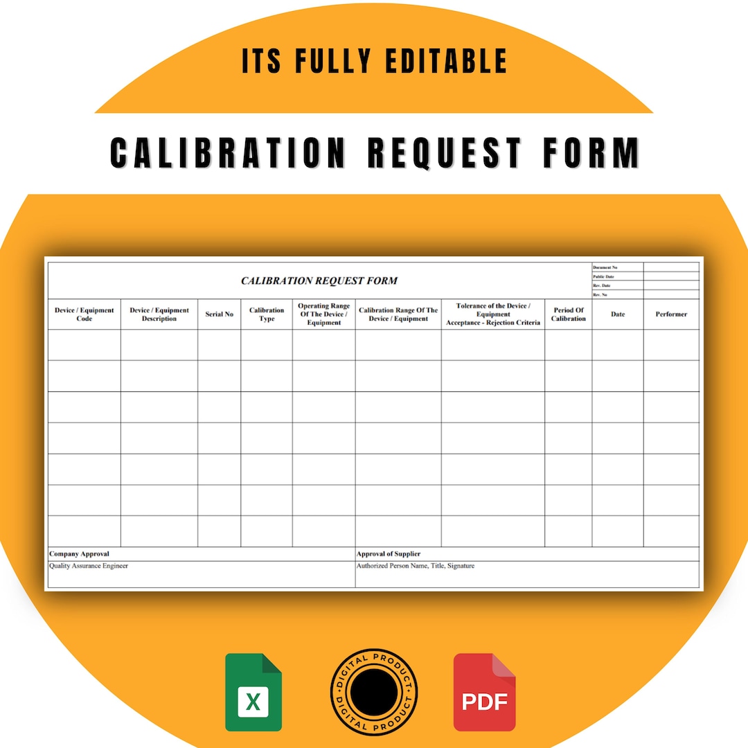 Calibration Request Form, Company & Supplier Approval Included ...