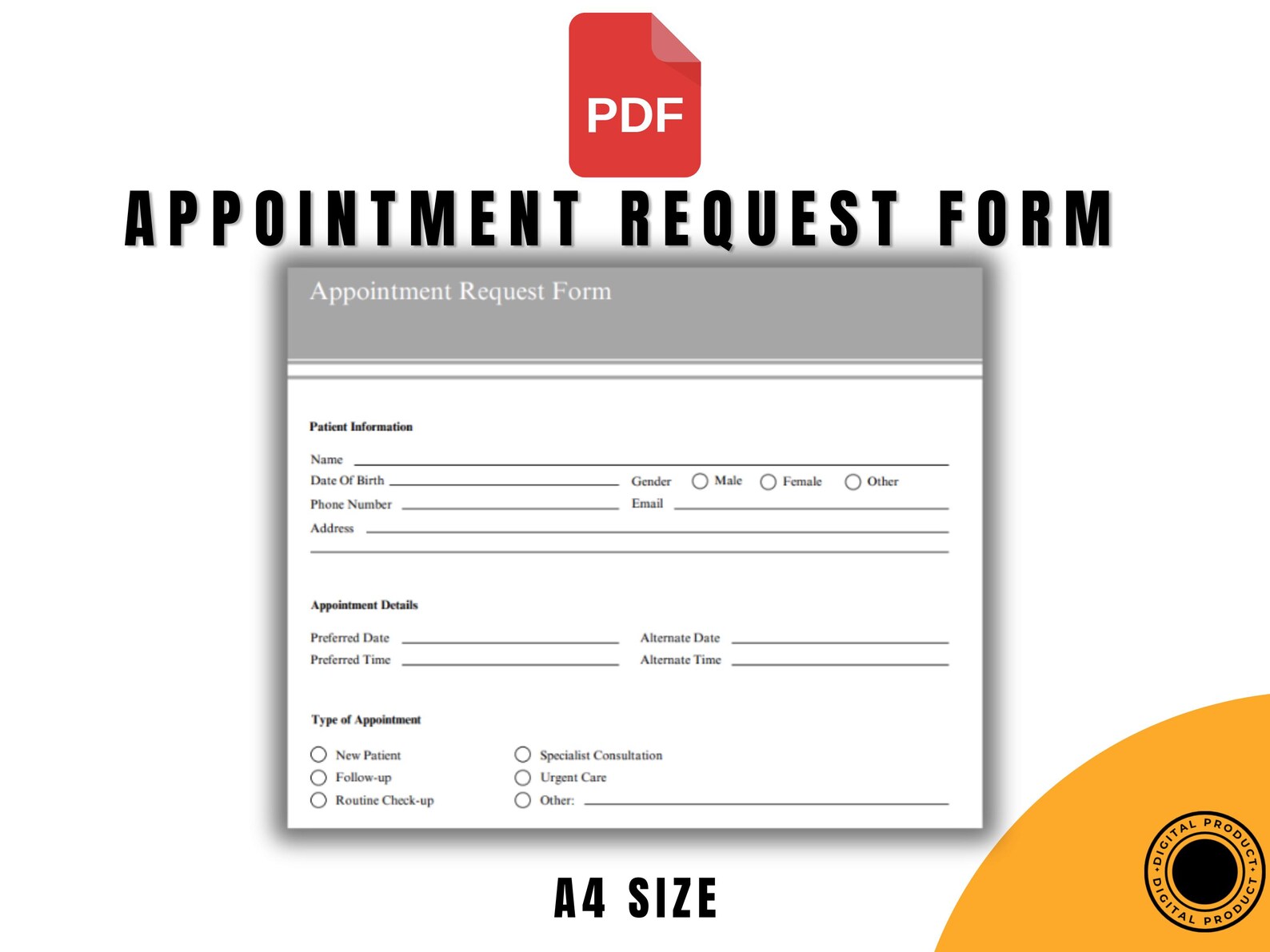 Appointment Request Form, A4 PDF Format, Professional and Comprehensive ...
