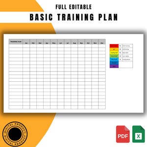 Basic Training Plan Template, PDF and Excel Format, Fully Editable and ...