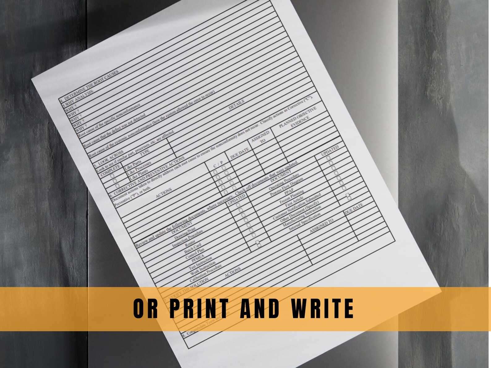 Corrective Action Form Template, PDF and Excel Format, Fully Editable ...