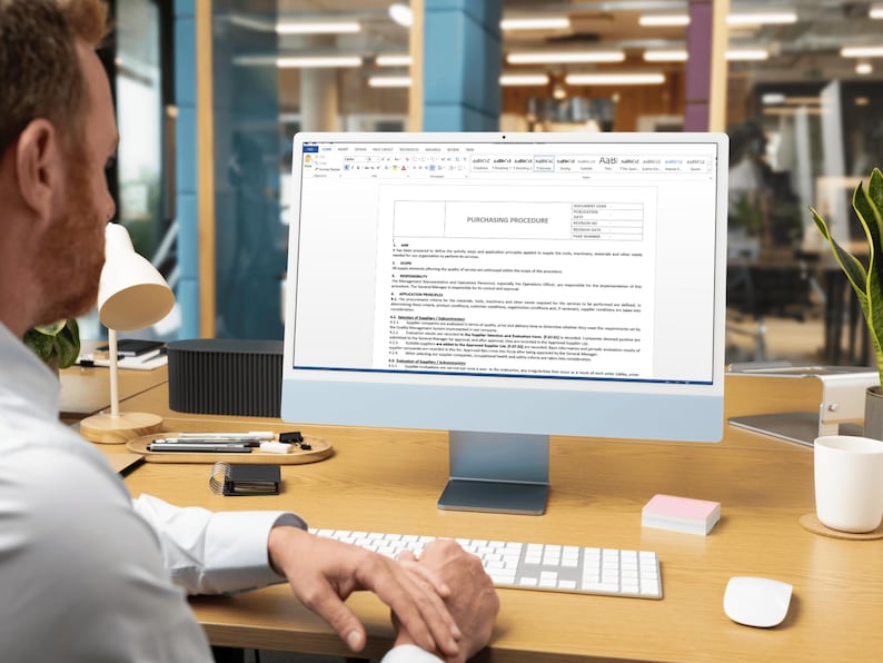 Purchasing Procedure Template, ISO 9001 Compliant, Editable Word Format ...