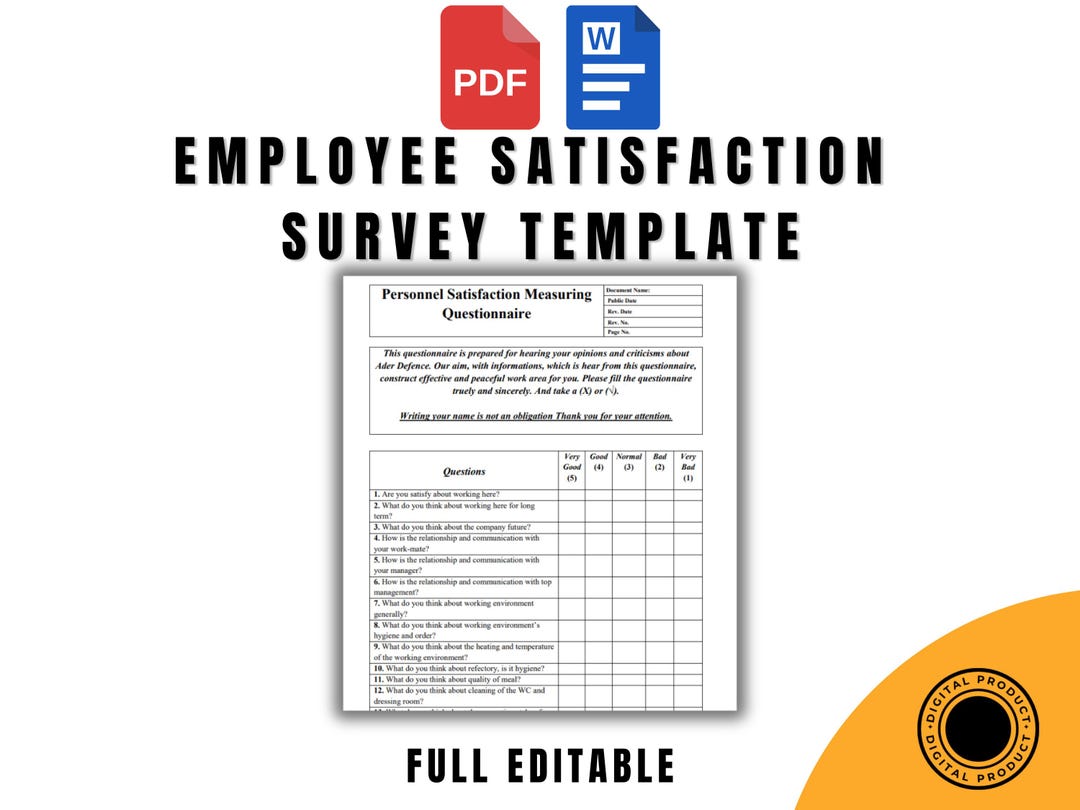 Employee Satisfaction Survey Template – ISO 9001 HR Feedback Form ...