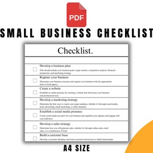 Small Business Checklist PDF, Essential Startup Guide, A4 Planner, New ...