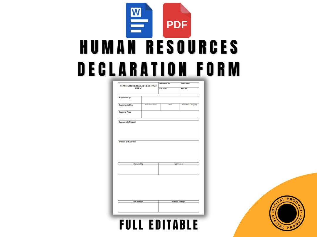 Human Resources Declaration Form Template | Editable Word & Printable ...