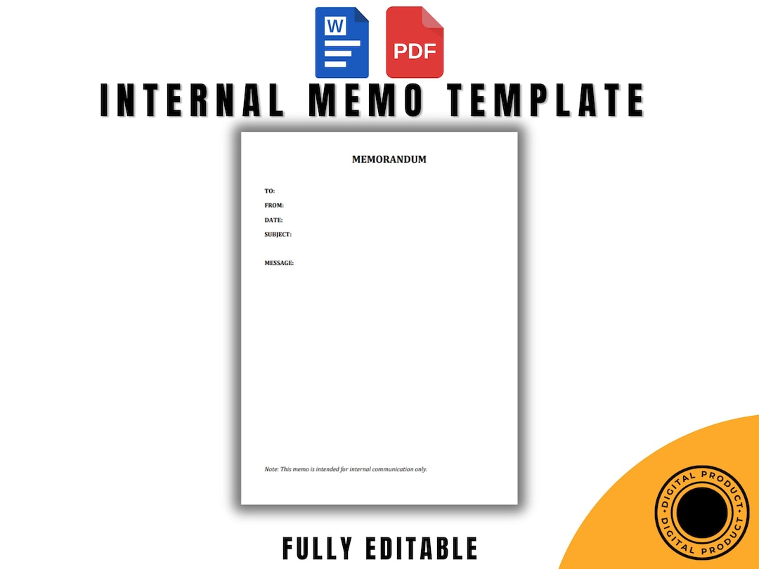 Professional Internal Memo Template: Editable Word & PDF Format - Etsy
