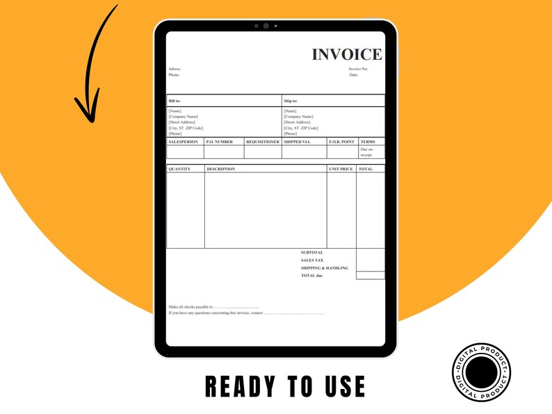 Invoice Template, Word and PDF Format, Fully Editable and Printable ...