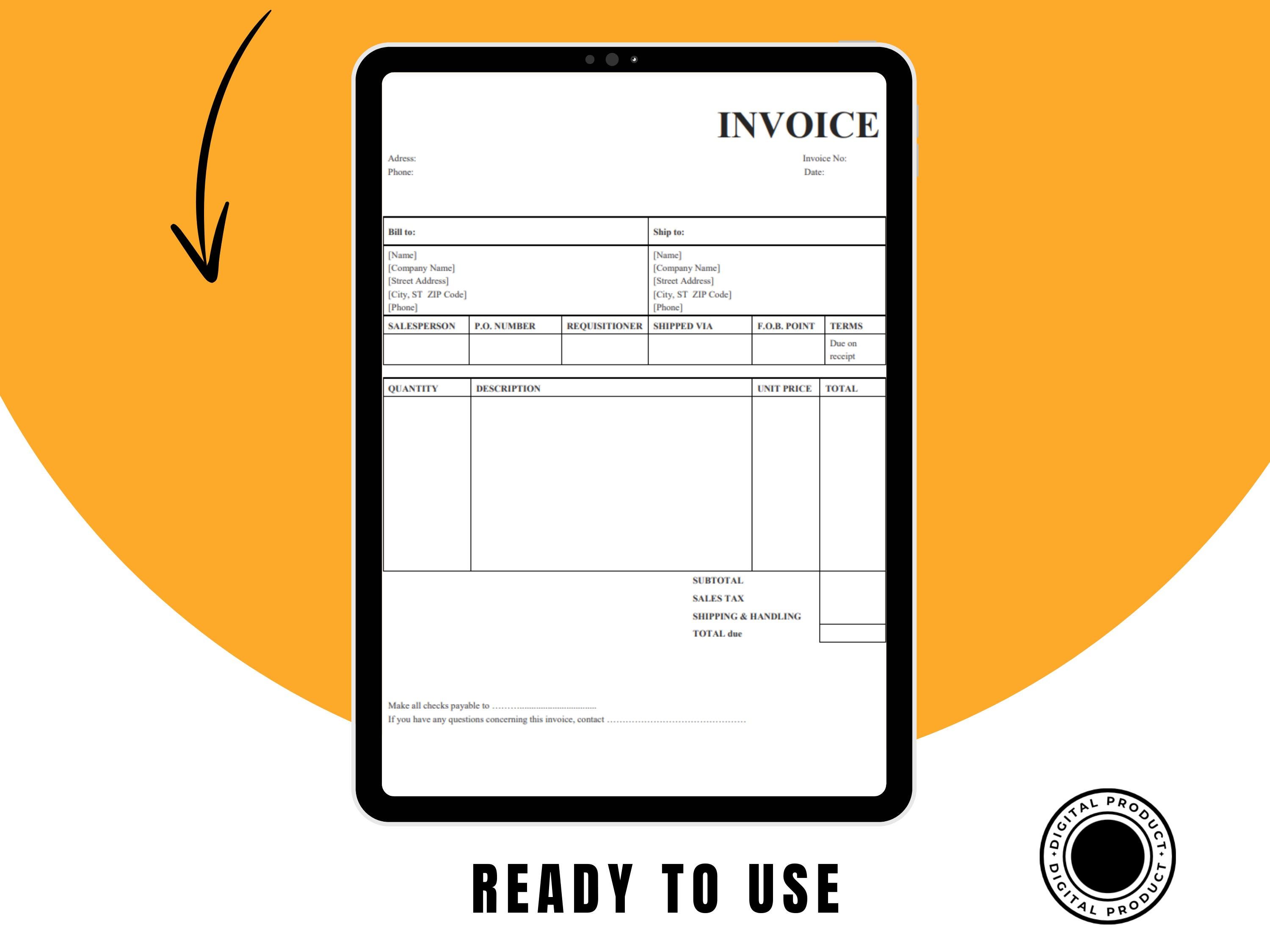 Invoice Template, Word and PDF Format, Fully Editable and Printable ...