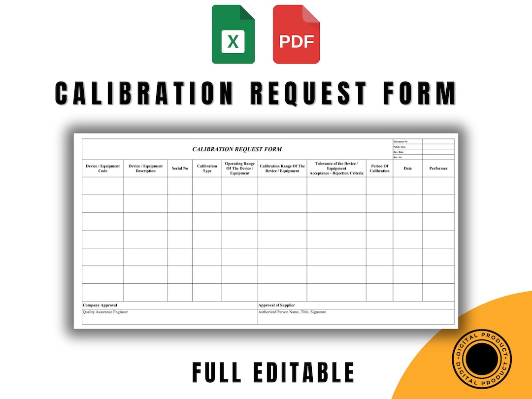 Calibration Request Form, Company & Supplier Approval Included ...