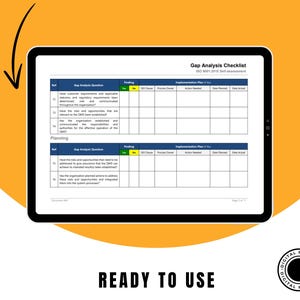 ISO 9001:2015 Gap Analysis Checklist, Word and PDF Format ...