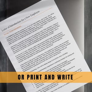 Letter of Introduction for a New Employee Template, Word Format, Fully ...