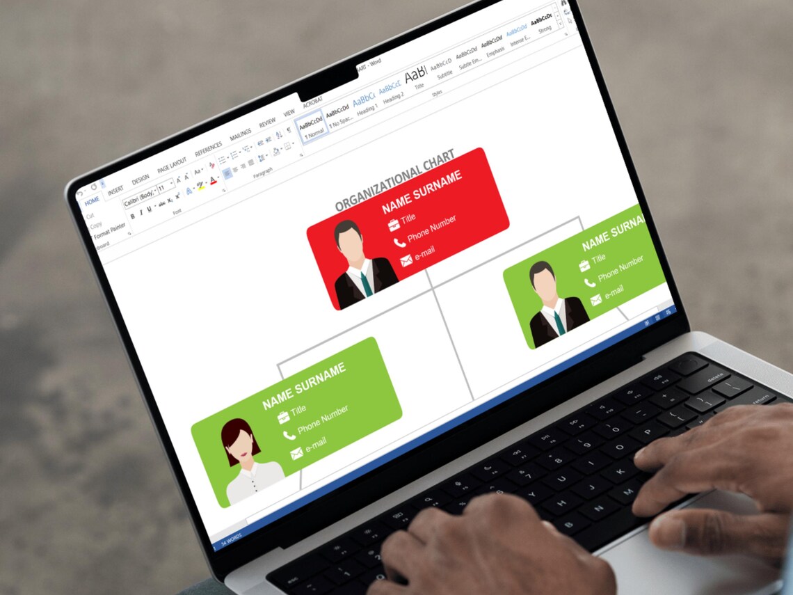 Organizational Chart Template, Word Format, Fully Editable and ...