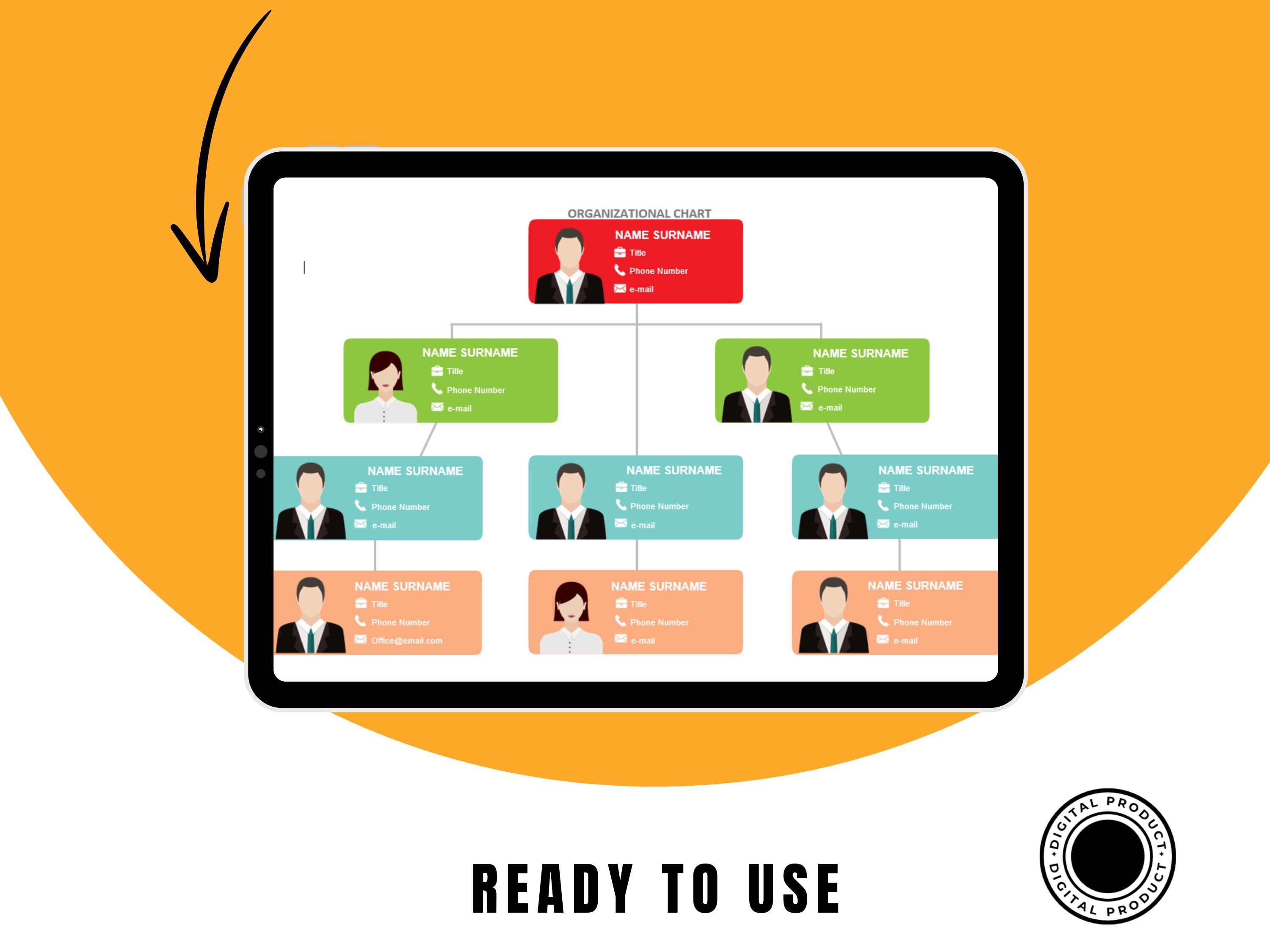Organizational Chart Template, Word Format, Fully Editable and ...