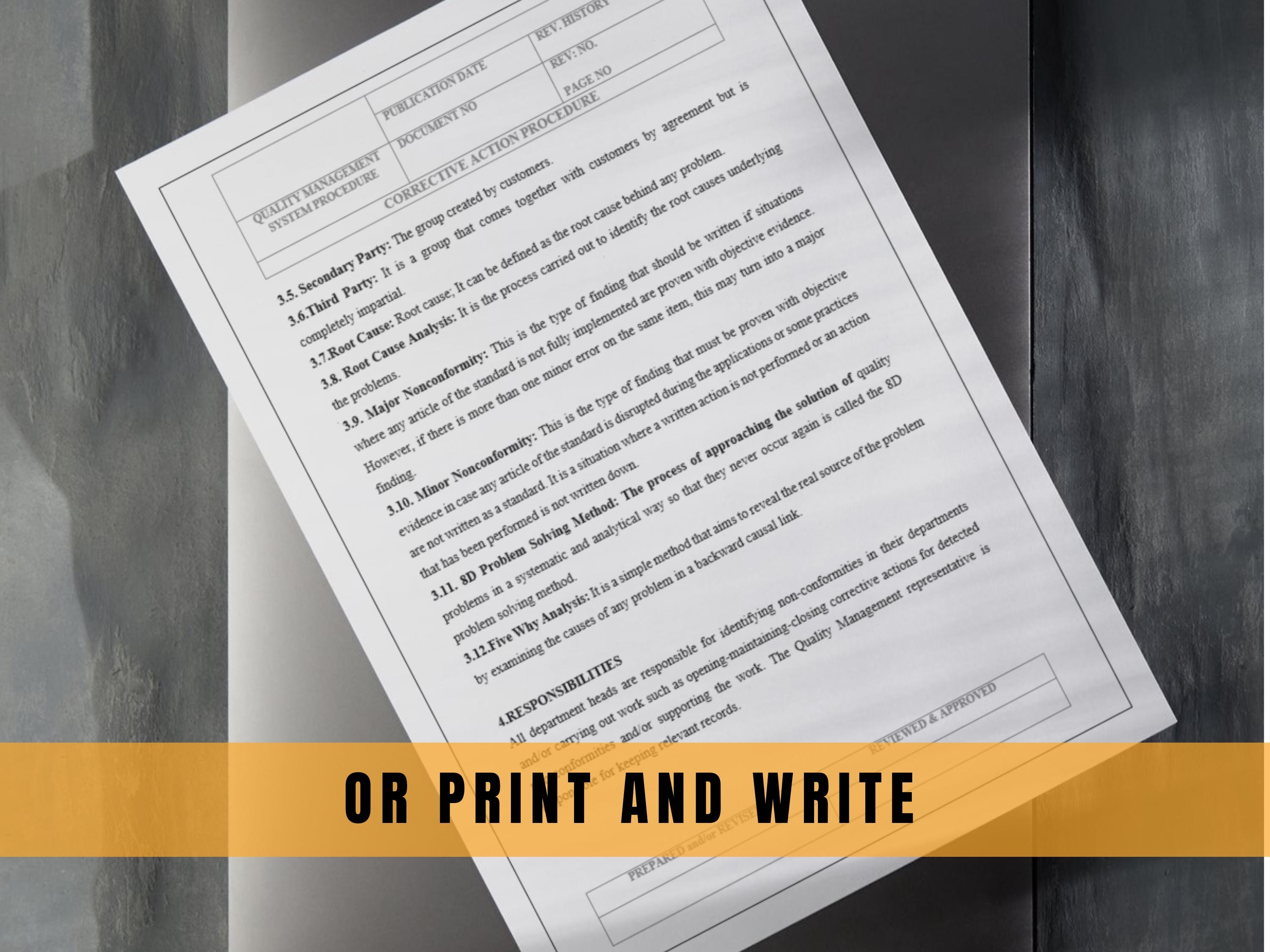 Corrective Action Procedure Template – ISO 9001, 14001, 45001 Compliant ...