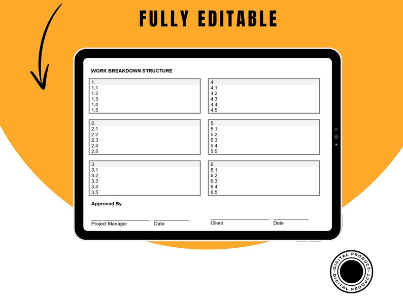 Work Breakdown Structure Template, Editable PDF and Word Format ...