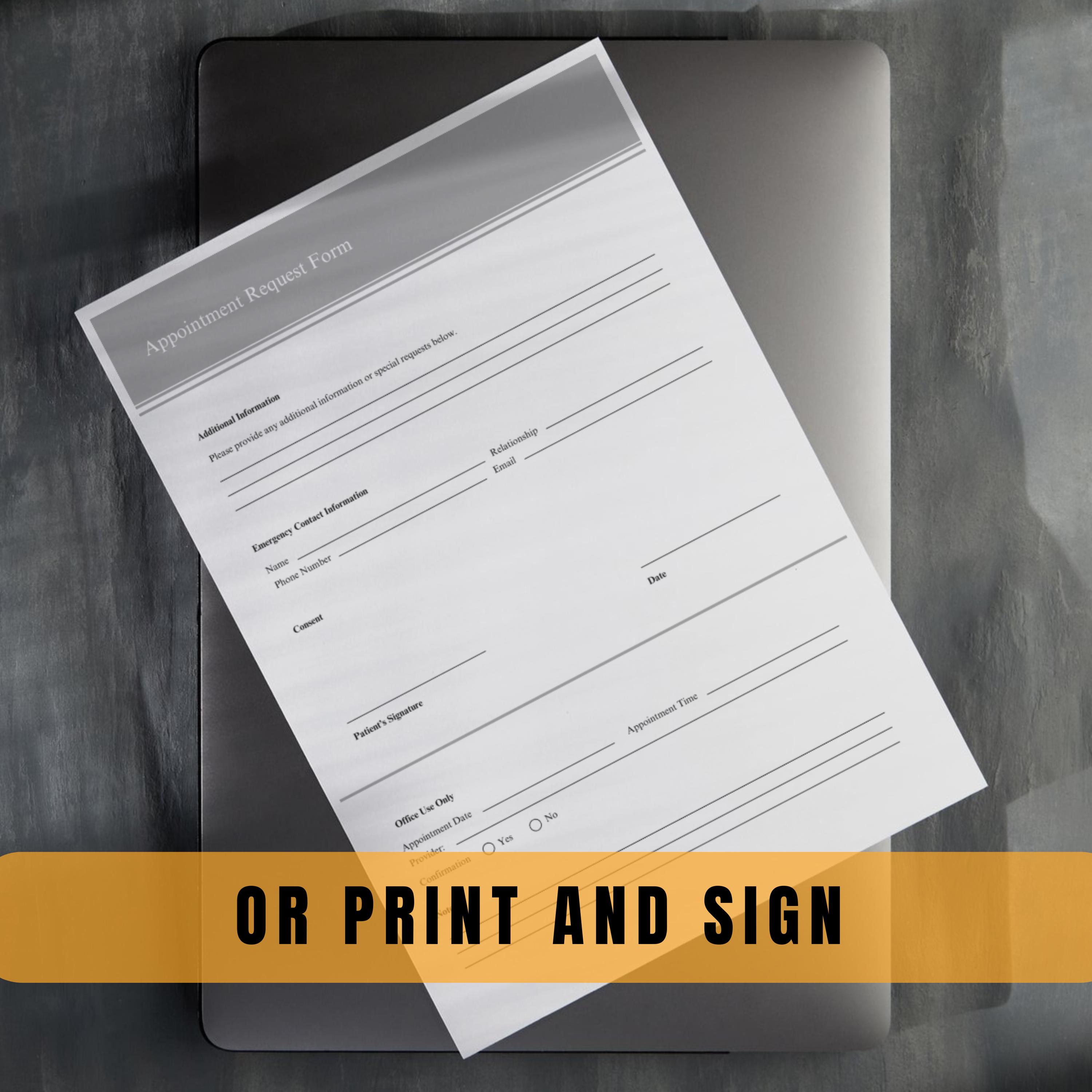 Appointment Request Form, A4 PDF Format, Professional and Comprehensive ...